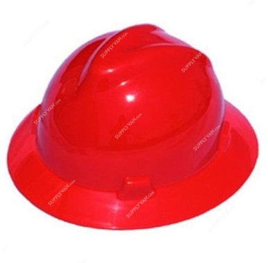MSA Safety Helmet, Full Brim, VGuard, Polypropylene, Red : SupplyVan ...