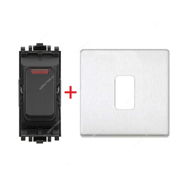 Mk K4896NB+K24331BSS Dual Pole Grid Switch With Neon And 1 Module ...