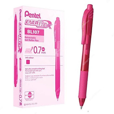 Pentel PE-BL107-PH Energel-X Gel Roller Pen 0.7MM Tip Pink 12 Pcs/Pack ...