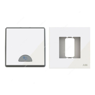 ABB AMD42944-WG+AMD5044-WG Push Button Switch With Bell and Rocker Switch Frame Millenium 1 Gang ...