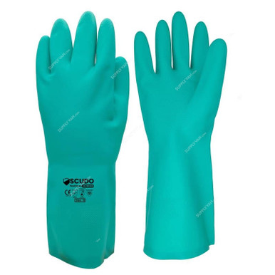 Scudo L Nitrile Flock Chemical Gloves SC-6045 ProChem Green: Buy Online ...
