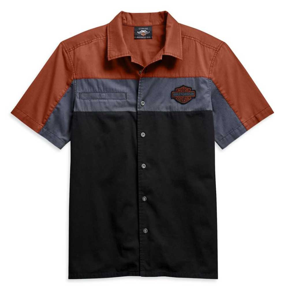Harley-Davidson® Men's Copperblock Short Sleeve Woven Shirt, Black ...