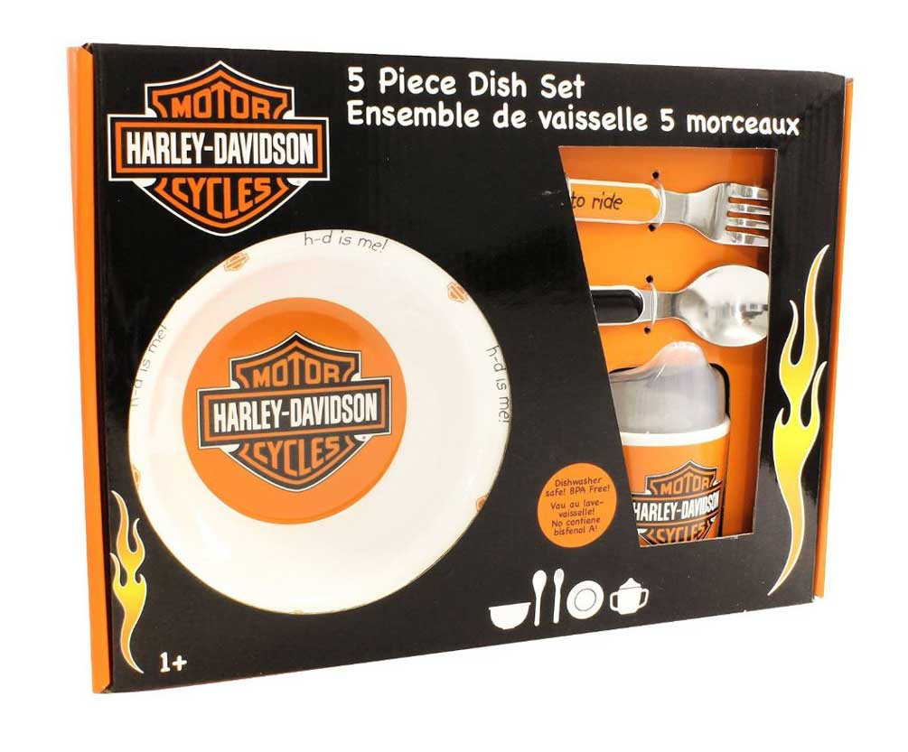 Harley-Davidson® Boy's Melamine Feeding Set, 5 Piece Bar & Shield Gift ...