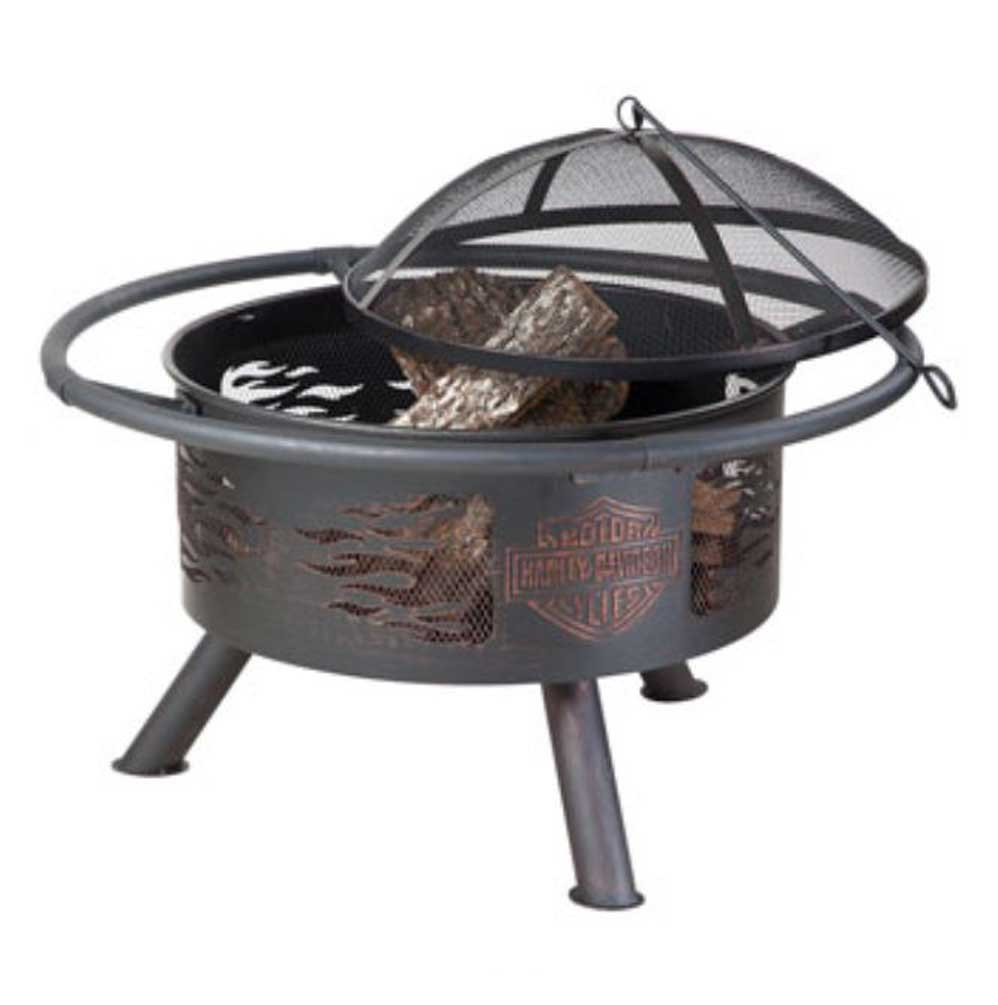 Harley-Davidson® Flaming Bar & Shield Fire Pit, Steel Construction HDL ...