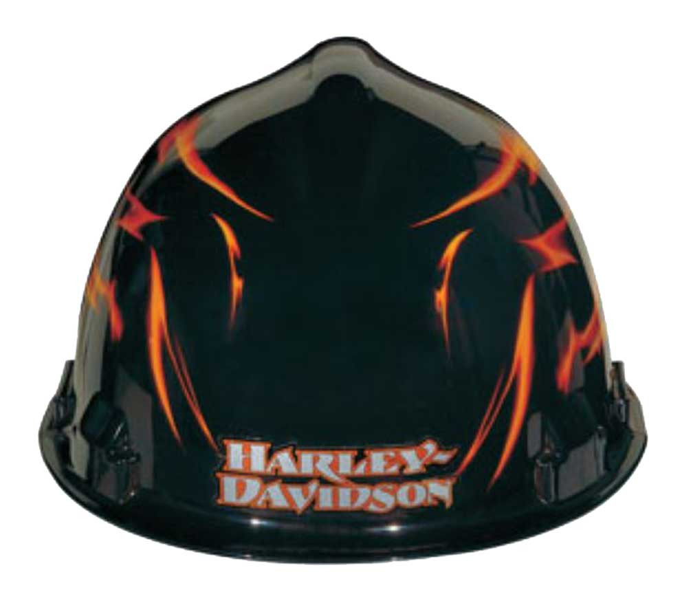 Harley-Davidson® Flames Bar & Shield Logo Safety Hard Hat, Gloss Black ...