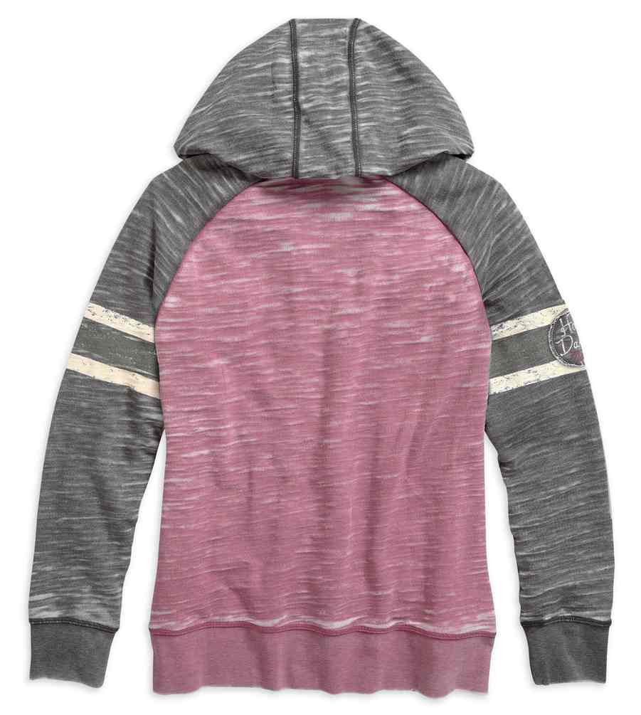 Harley-Davidson® Women's Burnout Sleeve Stripe Hoodie, Pink & Gray ...