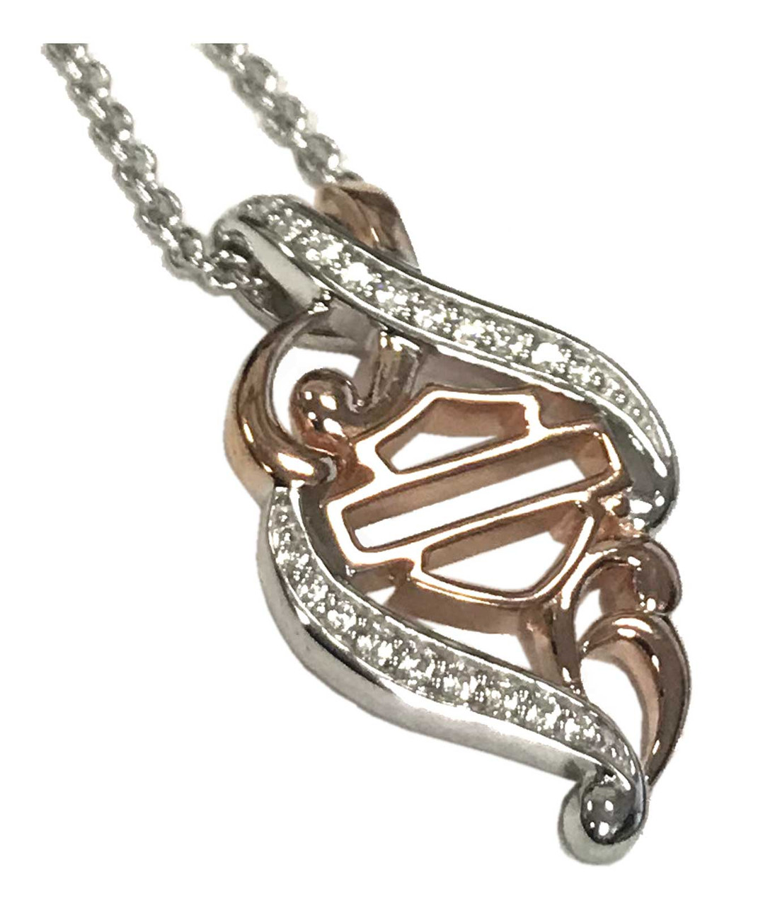 Harley-Davidson® Women's Rose Gold & Silver Bling Filigree Necklace ...