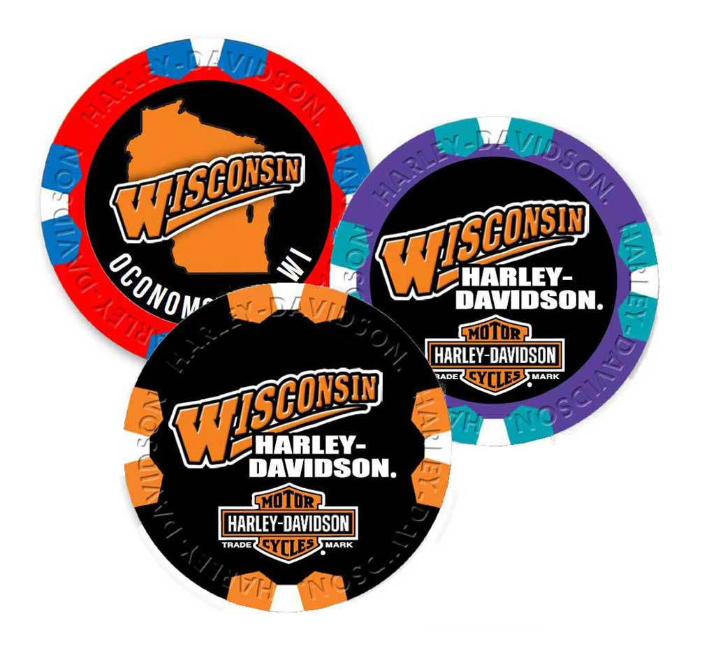 Harley-Davidson® Custom Wisconsin Harley Poker Chip - Multiple Colors ...