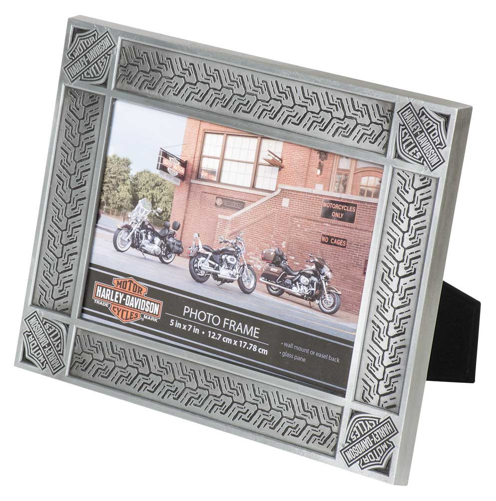 Harley-Davidson® Tire Tread Tin Plated Picture Frame -Holds 5 x 7 Photo ...