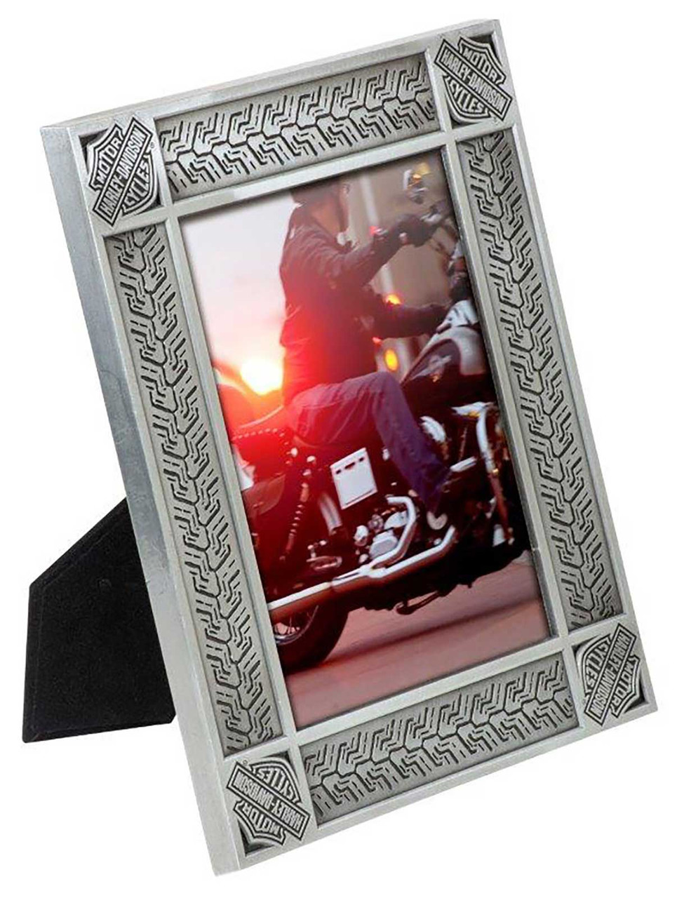 Harley-Davidson® Tire Tread Tin Plated Picture Frame -Holds 5 x 7 Photo ...