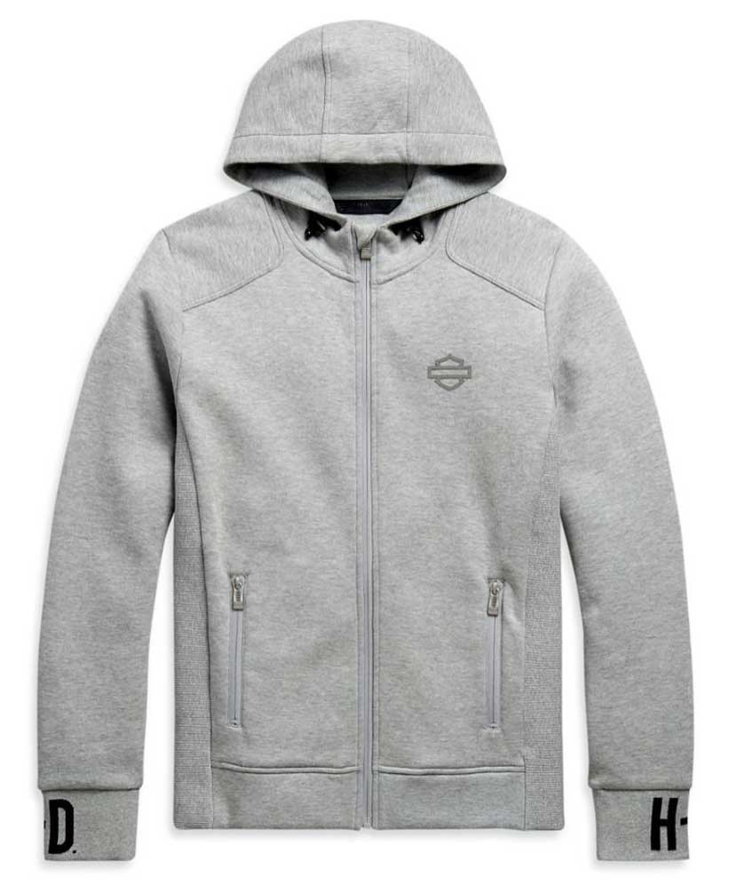 Harley-Davidson® Men's Rib-Knit Side Slim Fit Full-Zip Hoodie - Gray ...