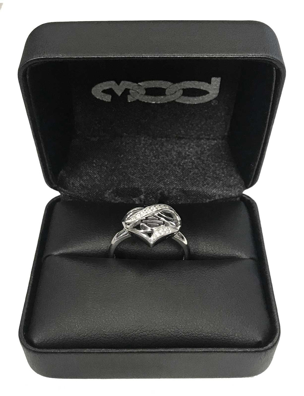 Harley-Davidson® Women's Crystal Infinity Thorn Heart Ring, Sterling ...