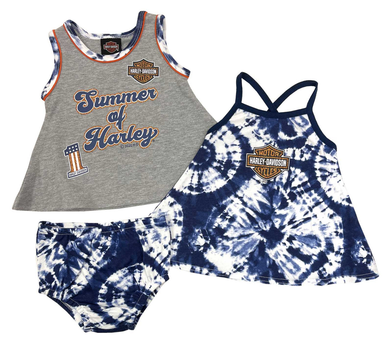 Harley-Davidson® Baby Girls' Tie-Dye 2-Pack Infant Sundresses & Diaper ...