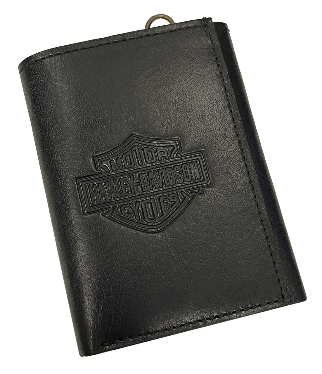 Harley-Davidson® Men's Traditional B&S Tri-Fold Genuine Leather Wallet ...