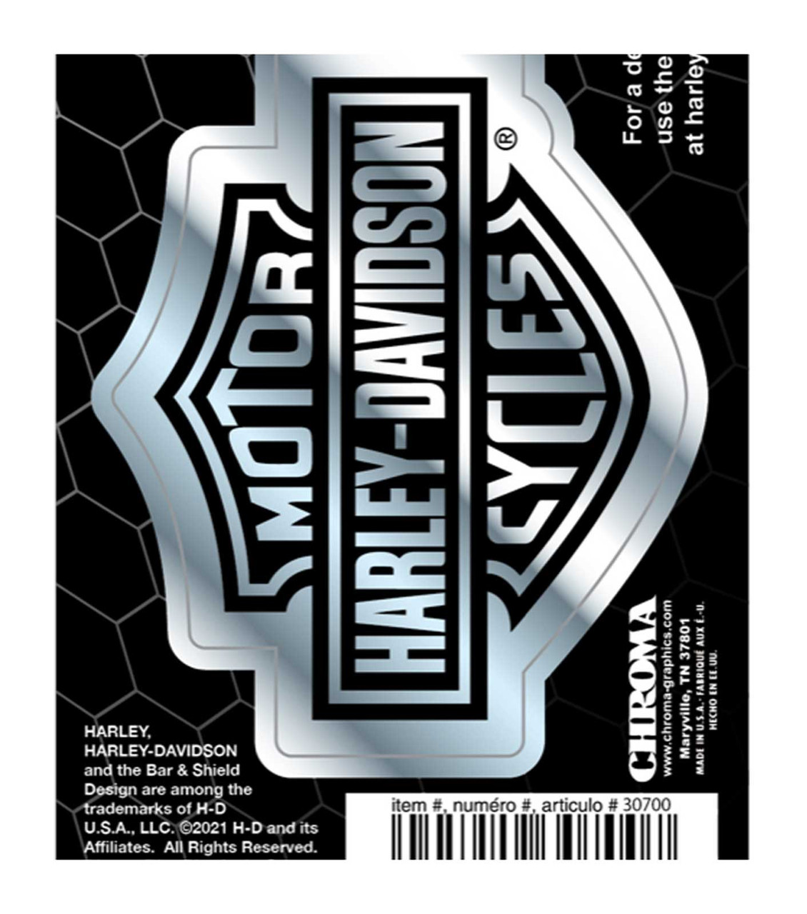 Harley-Davidson® Chrome Bar & Shield Logo Small Decals Set - Silver - 3 ...