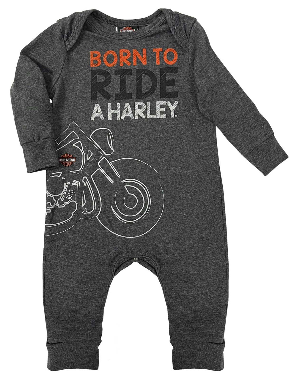 Harley-Davidson® Baby Boys' Knit Coveralls, Born To Ride Romper - Dark ...