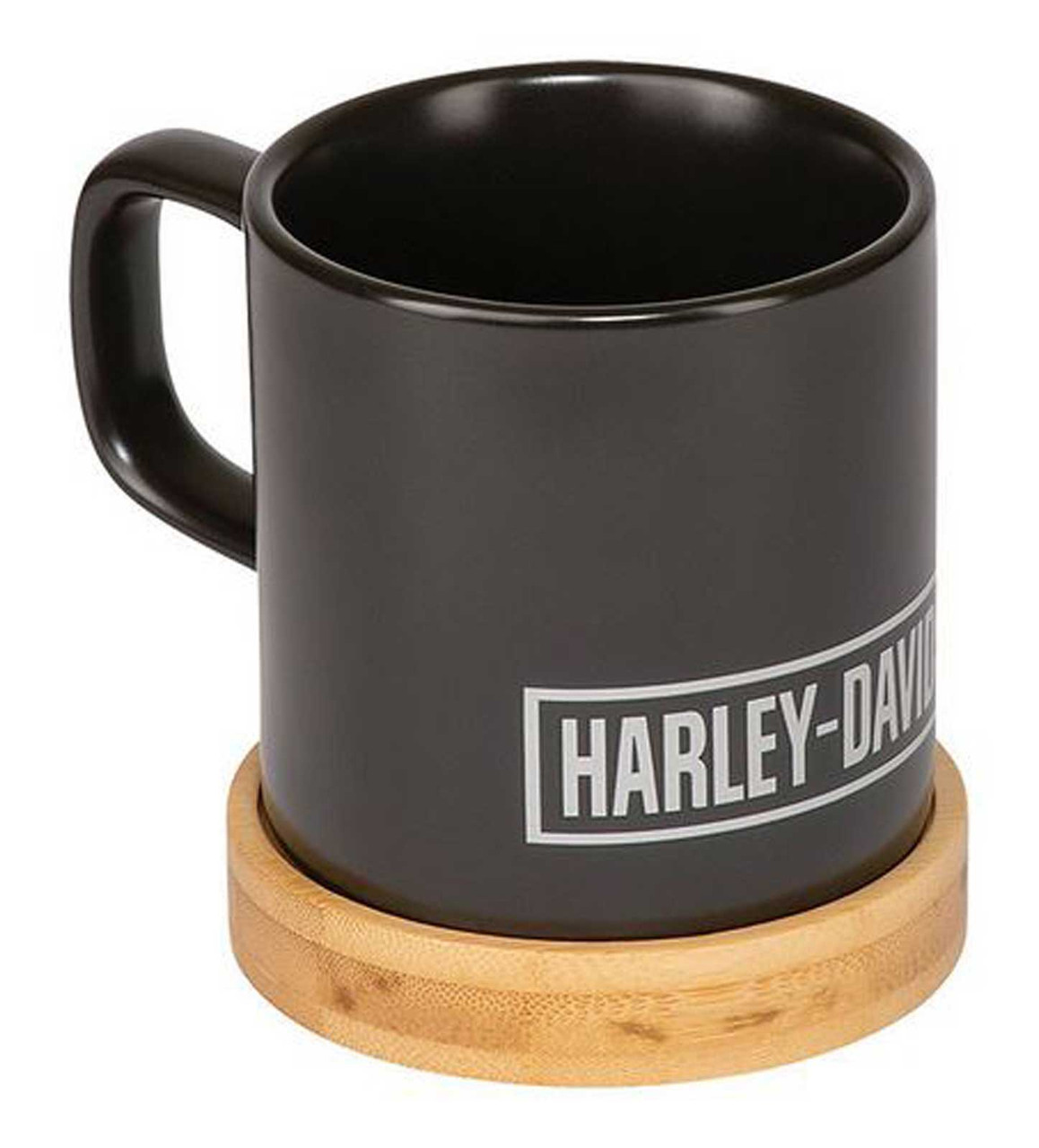 Harley-Davidson® Circle Logo Ceramic Mug w/ Coaster Set, Matte Black ...