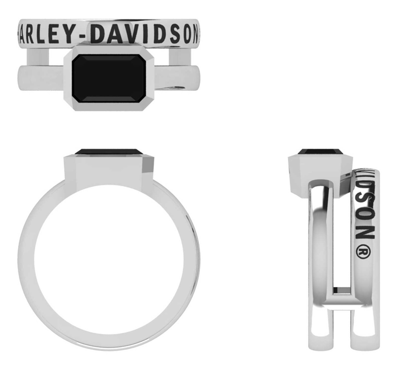 Harley-Davidson® Women's Double Rectangle Rhinestone Ring Set ...