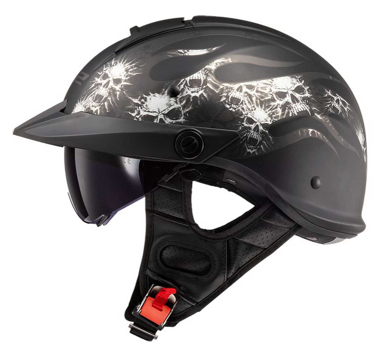 LS2 Helmets Rebellion Sun Shield Motorcycle Half Helmet - Bones Graphic ...