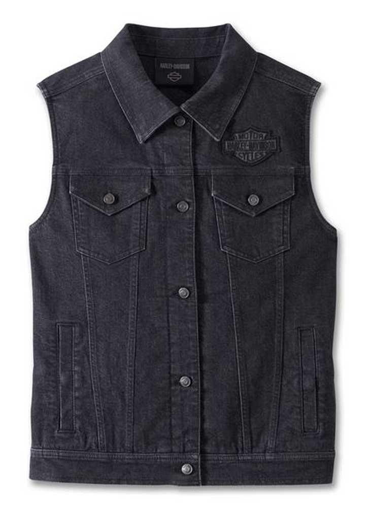Harley-Davidson® Women's Kickstart 3-IN-1 Black Denim Jacket 97537-23VW ...