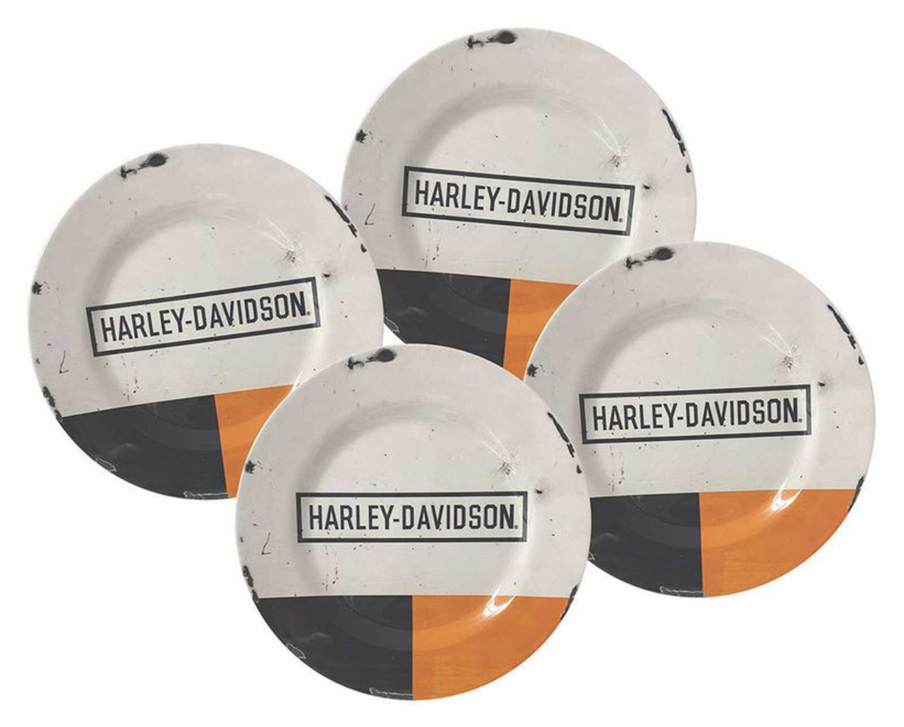 Harley-Davidson® Retro Block Plate Set, Includes Four Melamine 10.5 ...