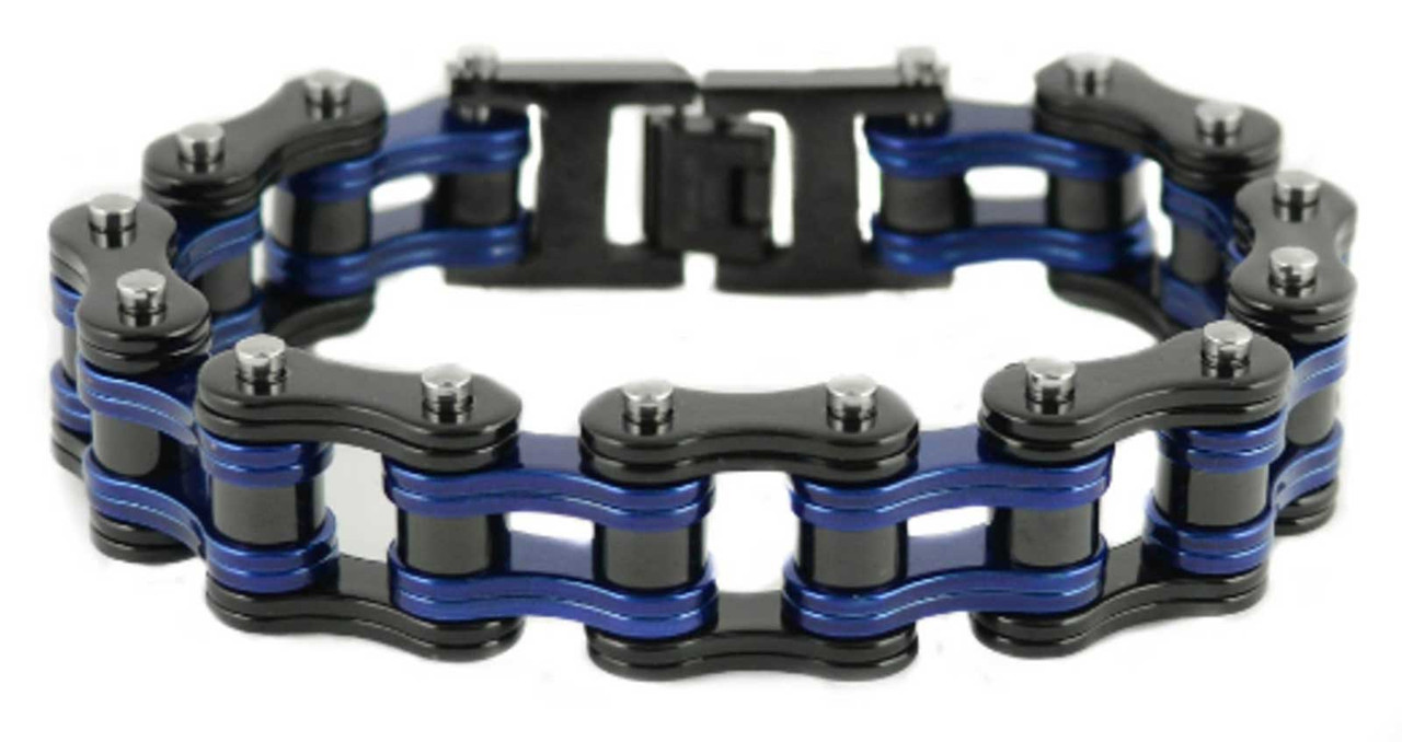 Heavy Metal Men's Two Tone Blue/Black Double Link Motorcycle Chain ...