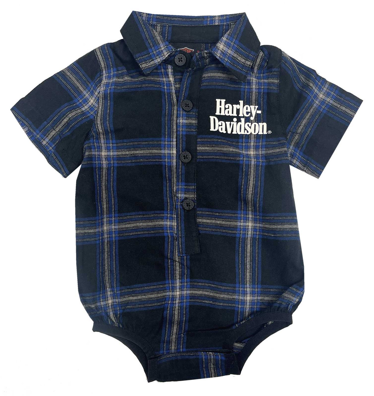 Harley-Davidson® Baby Boys' Brushed Infant Plaid Shirt Creeper - Black ...