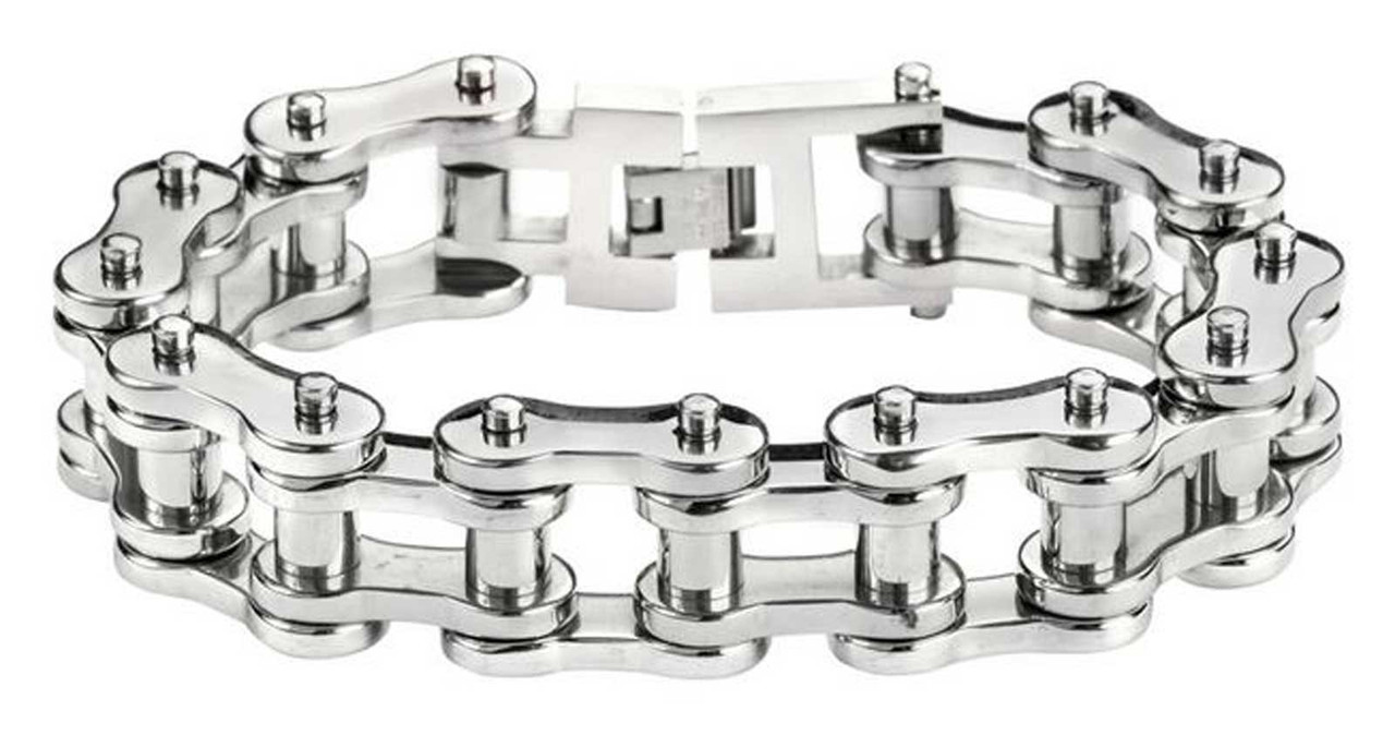 Heavy Metal Men's Wide Thick Link Stainless Steel Motorcycle Chain Bracelet - Wisconsin Harley ...