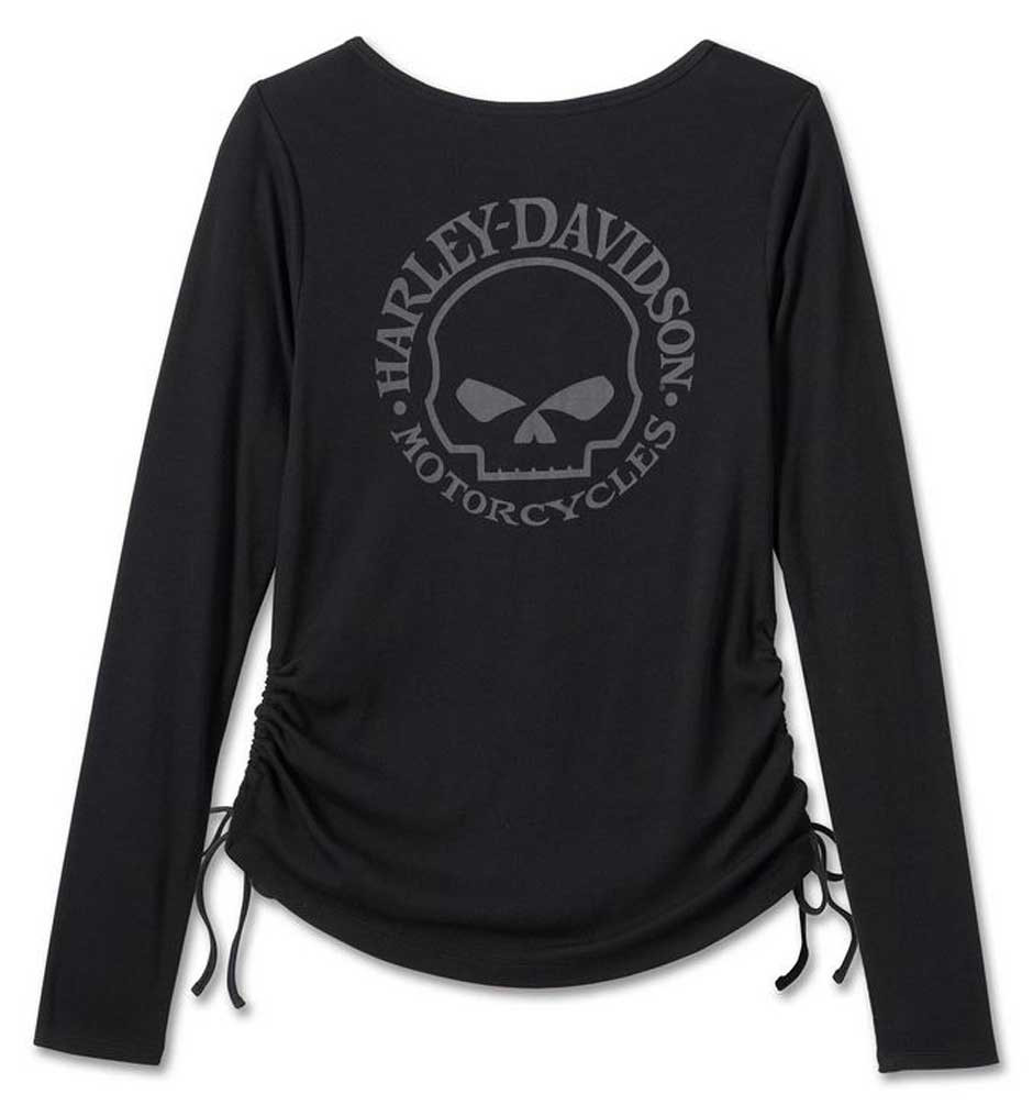 Harley-Davidson® Women's Willie G Skull Tie Notch Neck Knit Top- Black ...