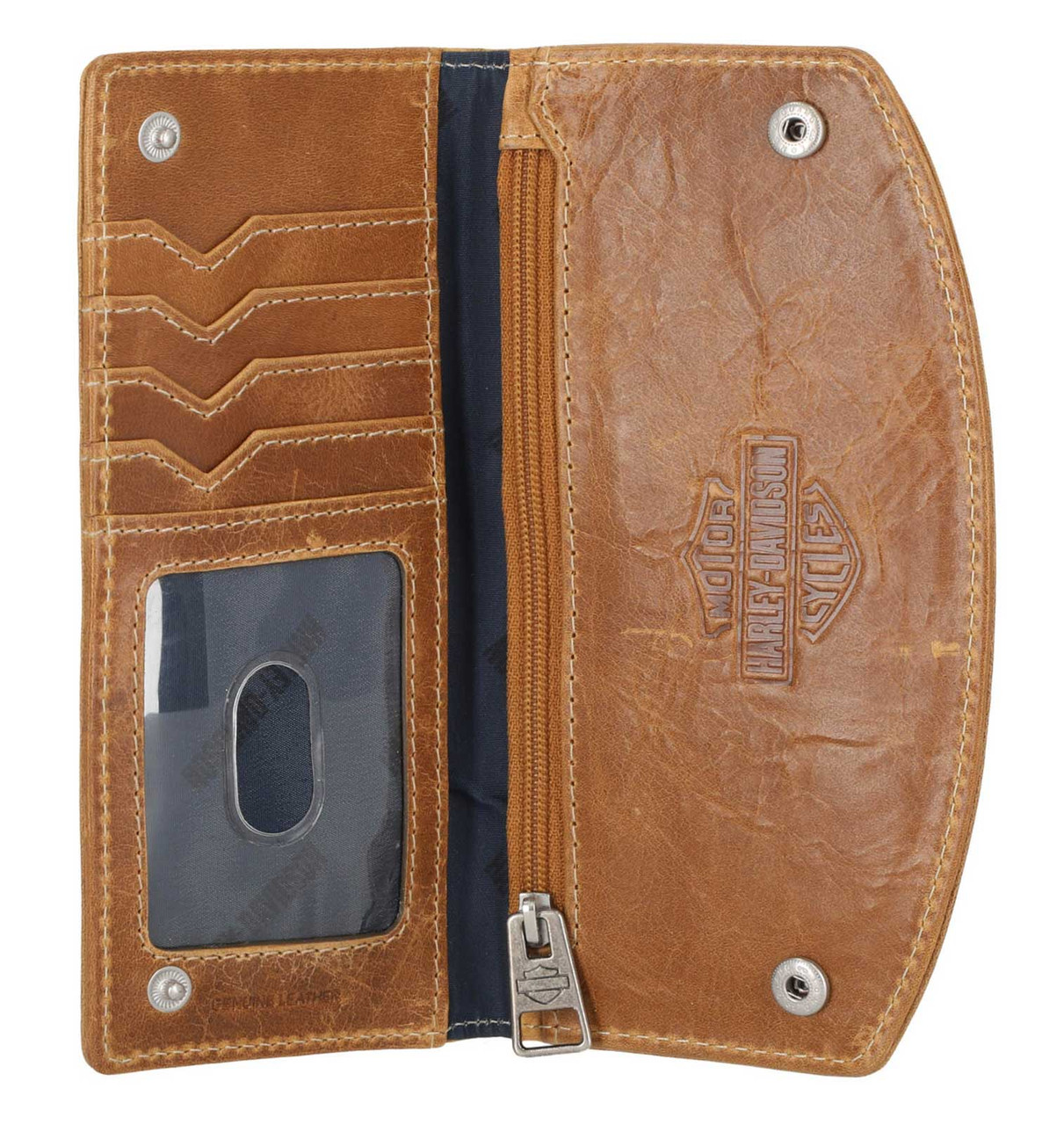 Harley-Davidson® Men's Smooth Grain Snap Flap Pocket Long Biker Wallet ...