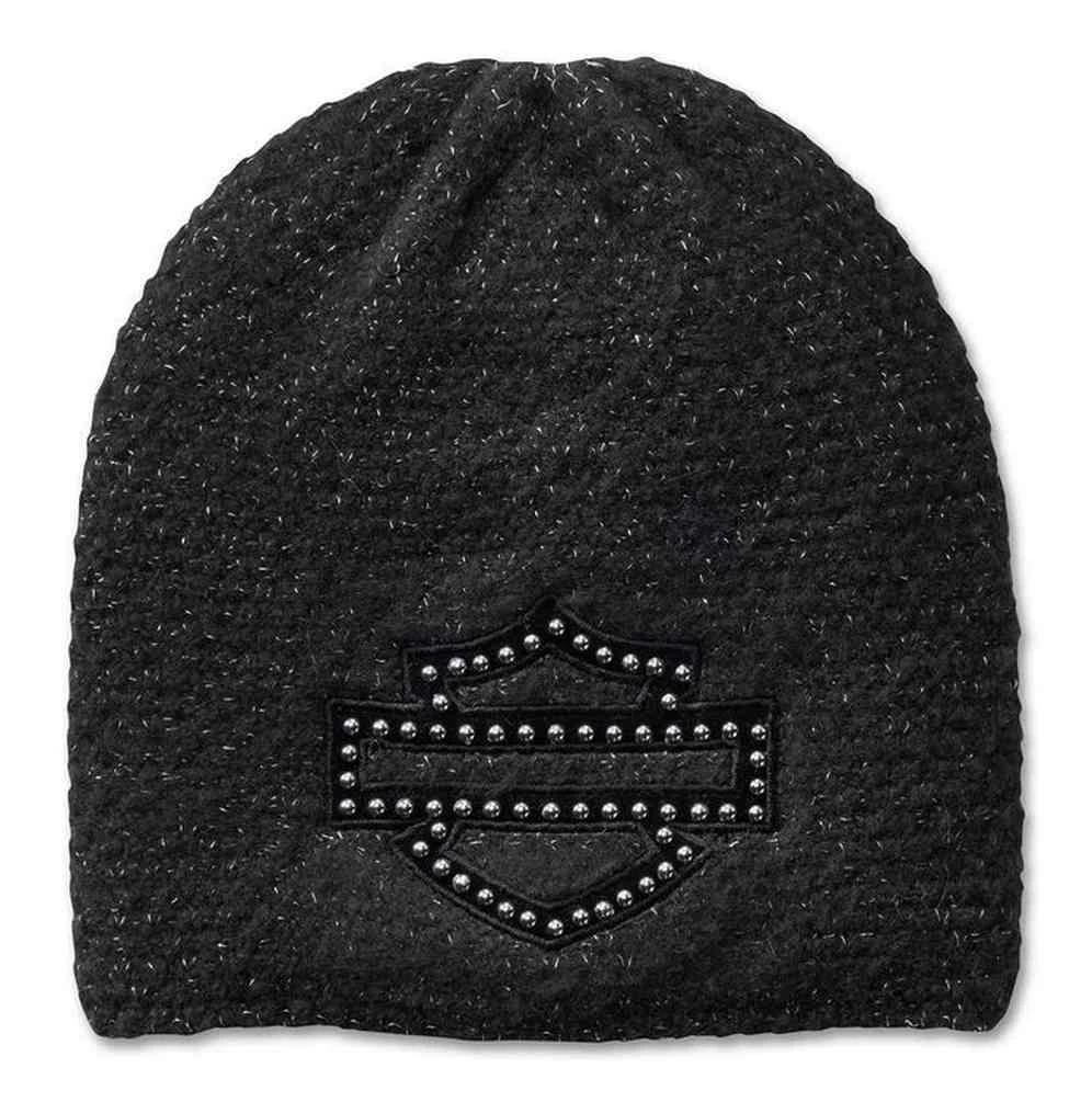 Harley-Davidson® Women's Stud Bar & Shield Beanie Cap - Black 97674 ...