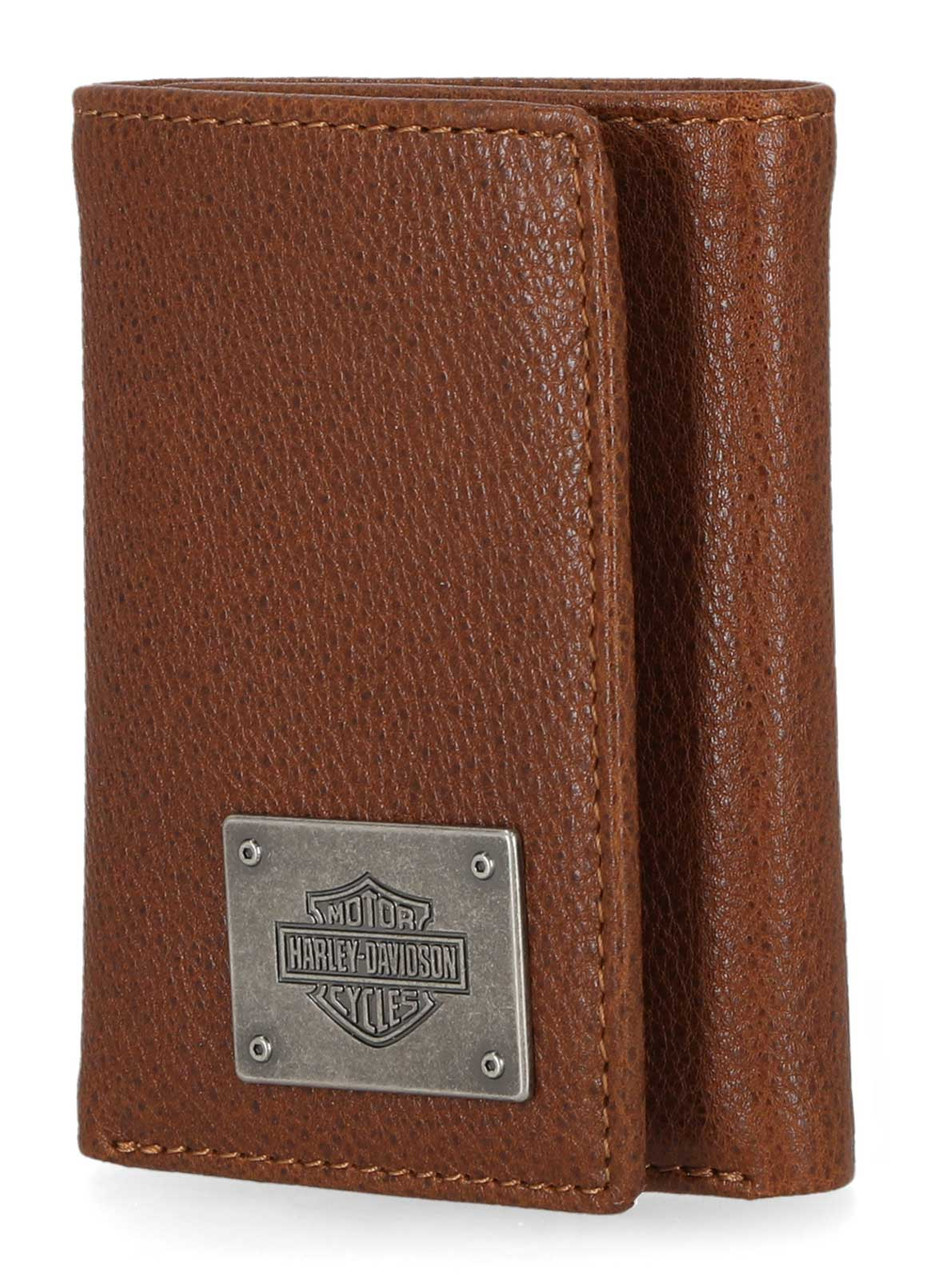 Harley-Davidson® Men's Bar & Shield Plate Tri-Fold Leather Wallet ...