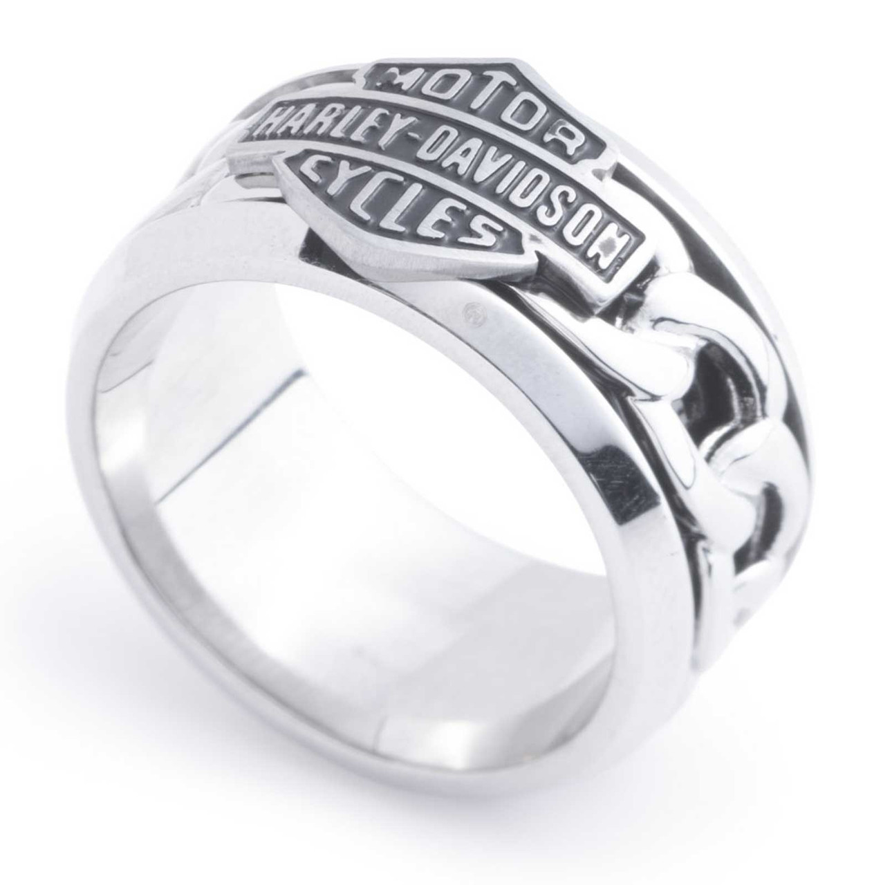 Harley-Davidson® Men's Bar & Shield Logo Link Band Ring, Stainless Steel - Wisconsin Harley-Davidson