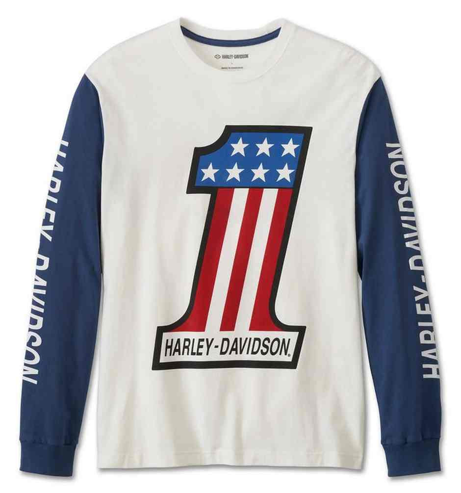 Harley-Davidson® Men's #1 Racing Long Sleeve Colorblocked Shirt, White ...