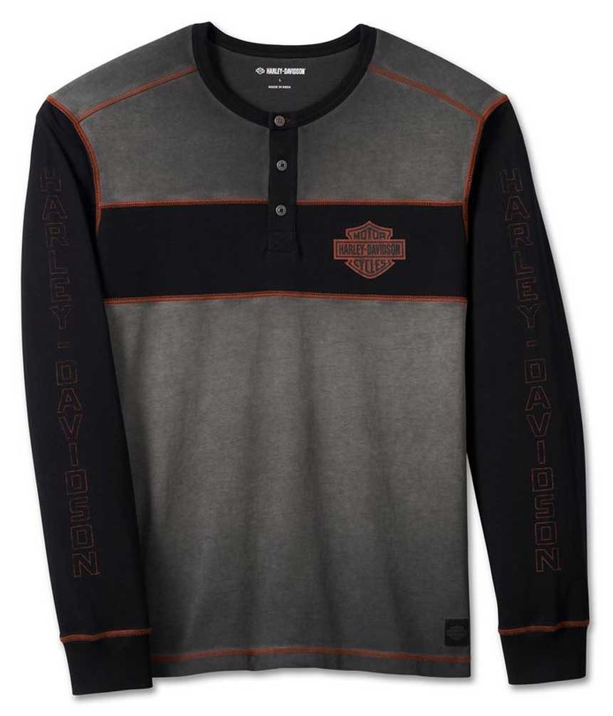 Harley-Davidson® Men's Iron Bond Long Sleeve Colorblock Henley Shirt ...
