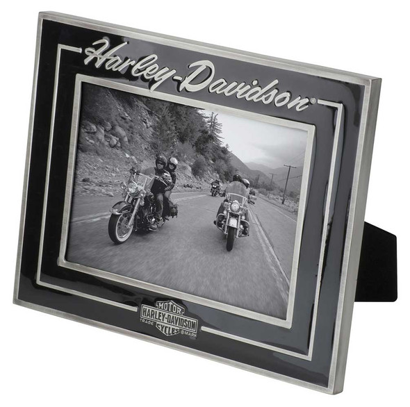 Harley-Davidson® Pewter Picture Frame - Holds 5x7 Photo, Black Enamel ...