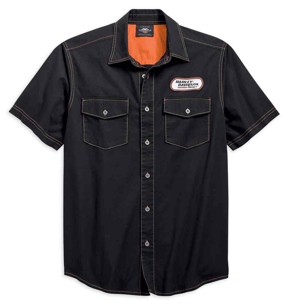 Harley-Davidson® Men's H-D Racing Short Sleeve Woven Shirt, Black 99165 ...