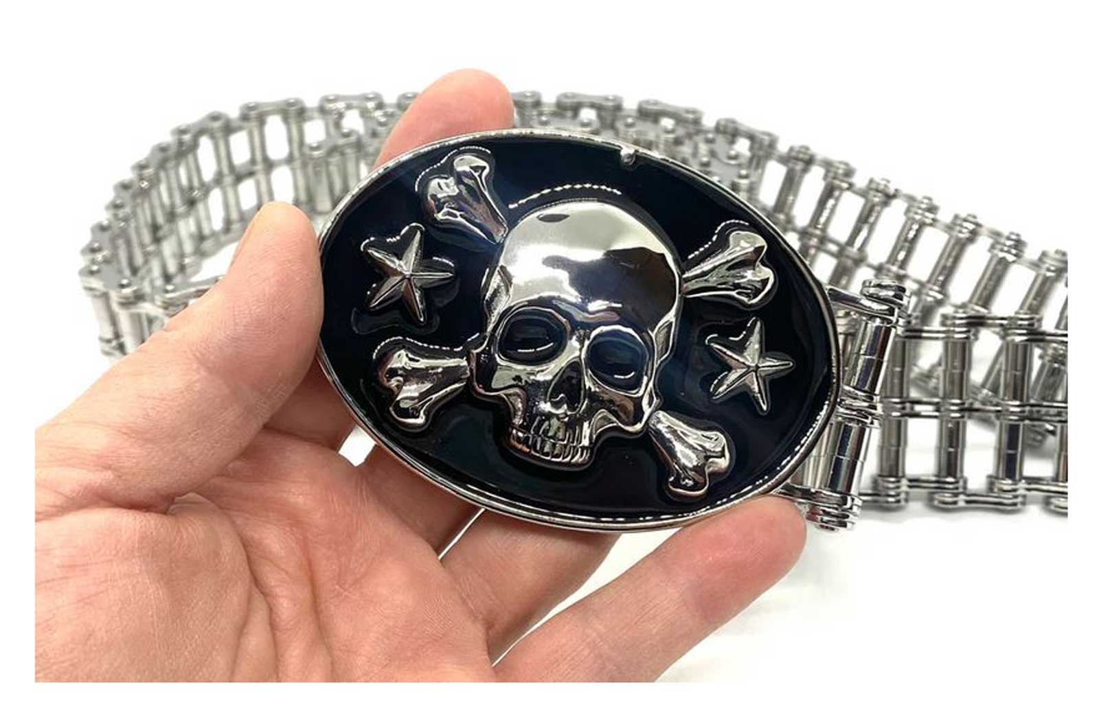 Heavy Metal Men's Easy Riders Stainless Steel Metal Belt, Skull Buckle ...