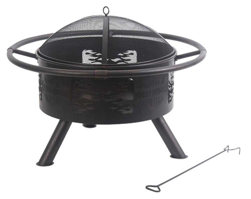 Harley-Davidson® Flaming Bar & Shield Fire Pit, Steel Construction HDL ...