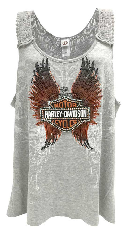 Harley-Davidson® Women's Tank Top, Embellished Rad Shield, Gray HD415 ...