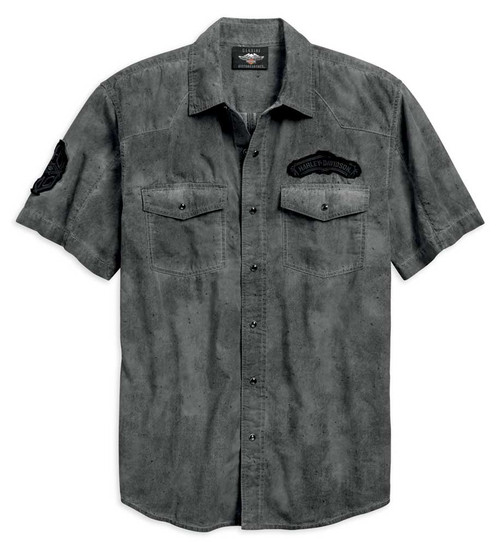 Harley-Davidson® Men's Let's Ride Woven Short Sleeve Shirt - Nickel ...