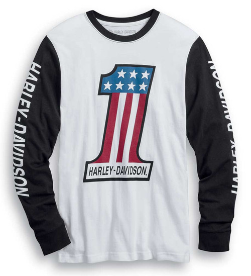 Harley-Davidson® Men's #1 Colorblocked Long Sleeve Slim Fit T-Shirt ...