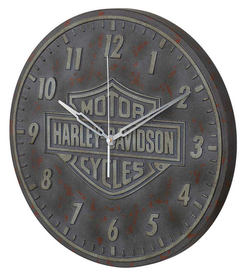 Harley-Davidson® Bar & Shield Logo Outdoor Clock - Resin Distressed ...
