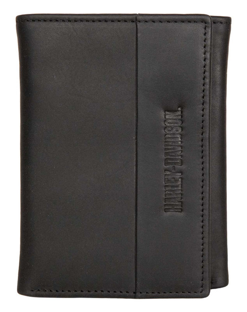 Harley-Davidson® Men's H-D Signature Tri-Fold Genuine Leather RFID ...