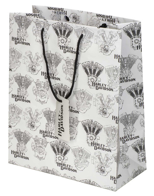 Harley-Davidson® Repeat Engine Pattern Large Gift Bag, Matte Laminate ...