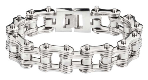 Heavy Metal Men's Double Link Stainless Steel Motorcycle Chain Bracelet ...