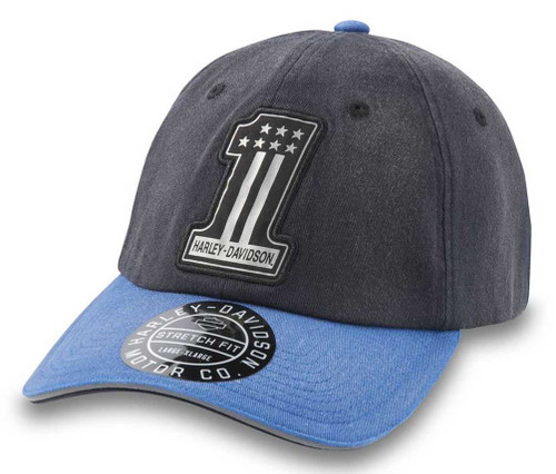 Harley-Davidson® Men's Reflective #1 Fitted Baseball Cap - Black/Blue ...