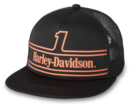 Harley-Davidson® Men's #1 Racing Trucker Baseball Cap - Black 97603 ...