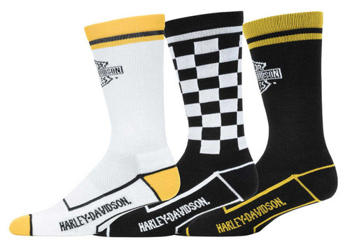 Harley-Davidson® Men's 3-Pack Race & Rally Vented Wicking Riding Socks ...