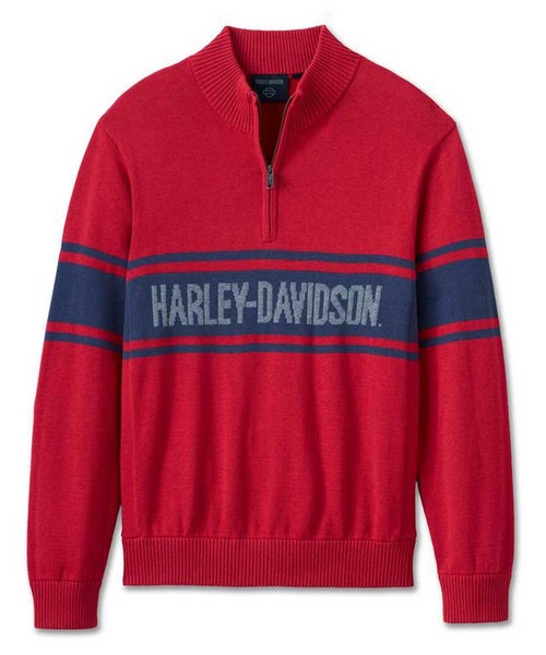 Harley-Davidson® Men's 1/4-Zip Mock Neck Wool Sweater, Chili Red 96119 ...